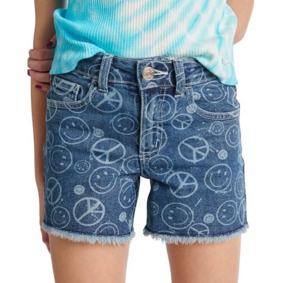 Justice | Bottoms | Justice Girls Jean Shorts Blue Peace Signs Smiley ...